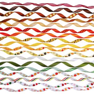 Supla 18 Rolls Fall Ribbons Bulk Trims Printed Grosgrain Ribbons Multicolor Satin Ribbons Organza Ribbons Velvet Ribbon 3/8" Wide for Craft Gift Wrapping Autumn Holiday Wedding Festival Season Party