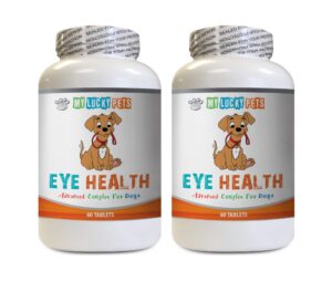 my lucky pets llc dog eye allergy relief - dog eye health - advanced formula - benefits vision - immune support - bilberry for dogs - 2 bottles (120 treats)