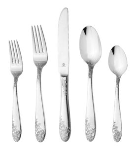 danialli modern silverware set - 18/10 stainless steel flatware set for elegant dining - dishwasher safe cutlery set (imperial 40-piece, floral)