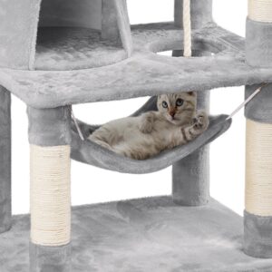 Yaheetech 62.2inches Cat Tree Cat Towers Cat Condo with Platform & Hammock, Scratching Posts for Kittens Pet Play House with Plush Perch for Indoor Activity Relaxing