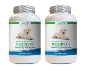 happy pet vitamins llc digestive care i/d dog food - dog digestive aid - natural probiotic and prebiotic blend - optimal gut and intestine health - dog probiotic enzyme - 2 bottles (120 treats)