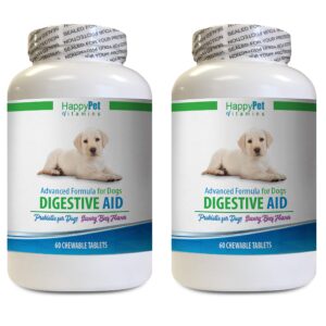 dog probiotics and digestive enzymes powder - DOG DIGESTIVE AID - NATURAL PROBIOTIC AND PREBIOTIC BLEND - OPTIMAL GUT AND INTESTINE HEALTH - dog probiotic with enzymes - 2 Bottles (120 Treats)