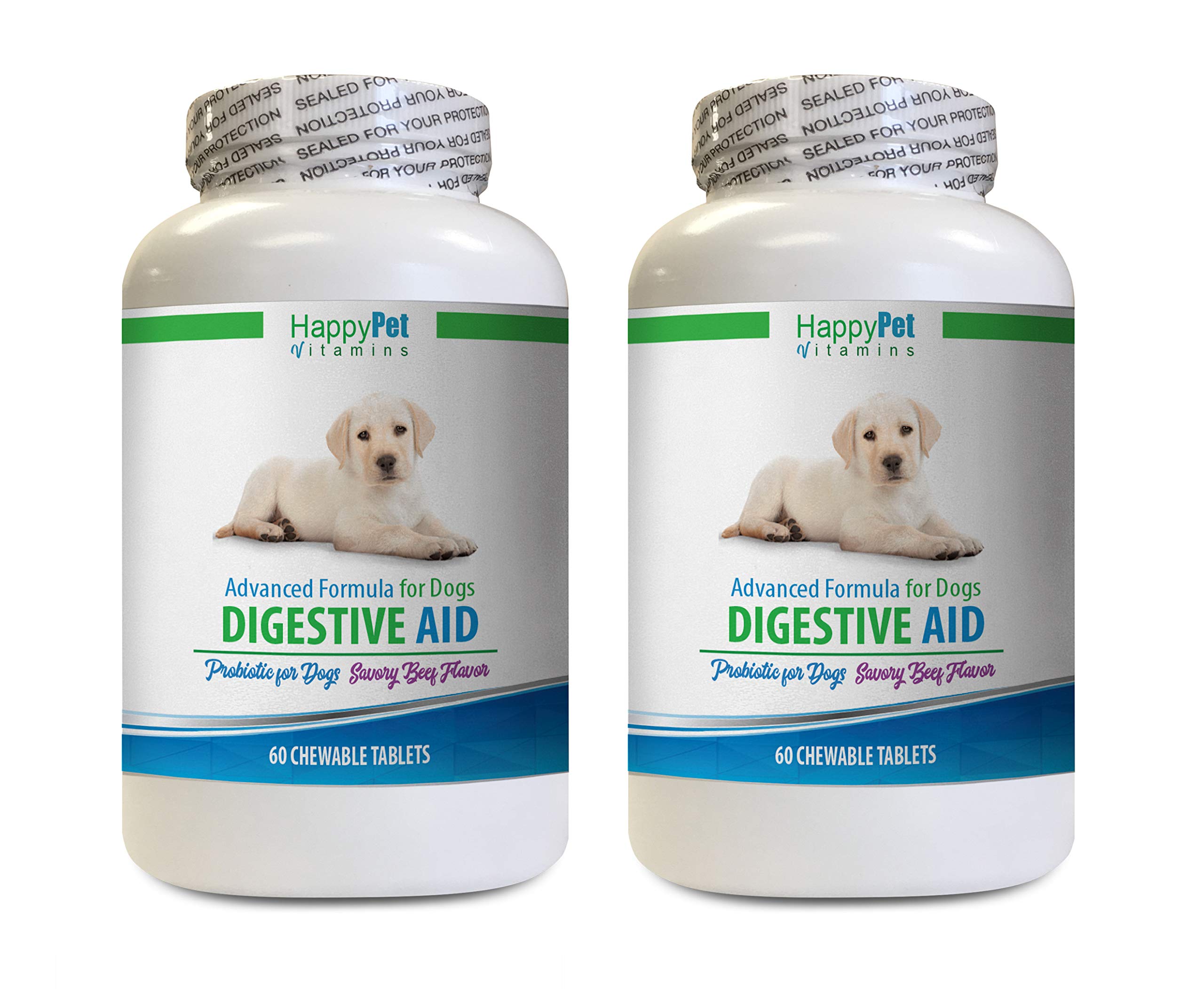 dog probiotics and digestive enzymes powder - DOG DIGESTIVE AID - NATURAL PROBIOTIC AND PREBIOTIC BLEND - OPTIMAL GUT AND INTESTINE HEALTH - dog probiotic with enzymes - 2 Bottles (120 Treats)