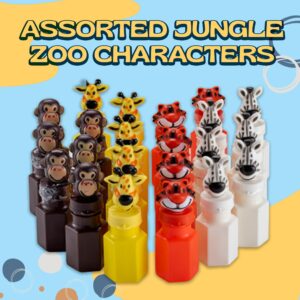 Bulk Animal Bubbles - (Pack of 24) Safari Party Favors, Mini Wand Bottles and Assorted Jungle Zoo Characters, Baby Showers, Themed Birthday, Goody Bag Toys for Kids