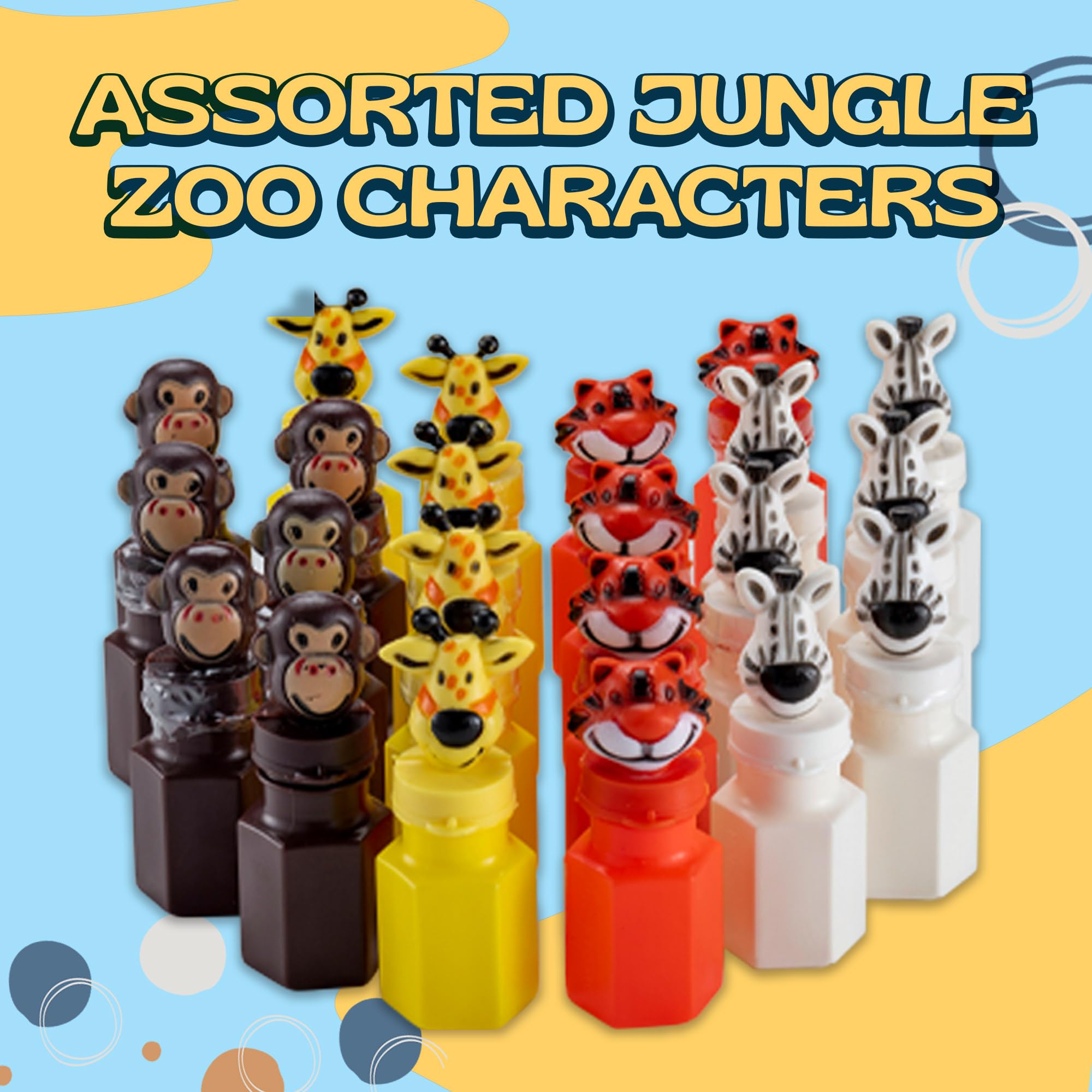 Bulk Animal Bubbles - (Pack of 24) Safari Party Favors, Mini Wand Bottles and Assorted Jungle Zoo Characters, Baby Showers, Themed Birthday, Goody Bag Toys for Kids