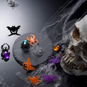 Boao 150 Pieces Halloween Spider Ring Skull Bat Ring Spider Party Favors Fake Plastic Jumping Spider Ring for Halloween Decoration