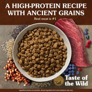 Taste of the Wild with Ancient Grains, Ancient Prairie Canine Recipe with Roasted Bison and Venison Dry Dog Food, Made with High Protein from Real Meat and Guaranteed Nutrients and Probiotics 14lb