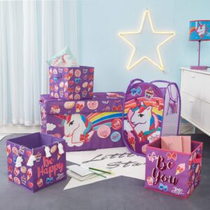 idea nuova jojo siwa 5 piece storage set including collapsible trunk, 2 storage cubes, 1 sequin storage cube and 1 pop up hamper