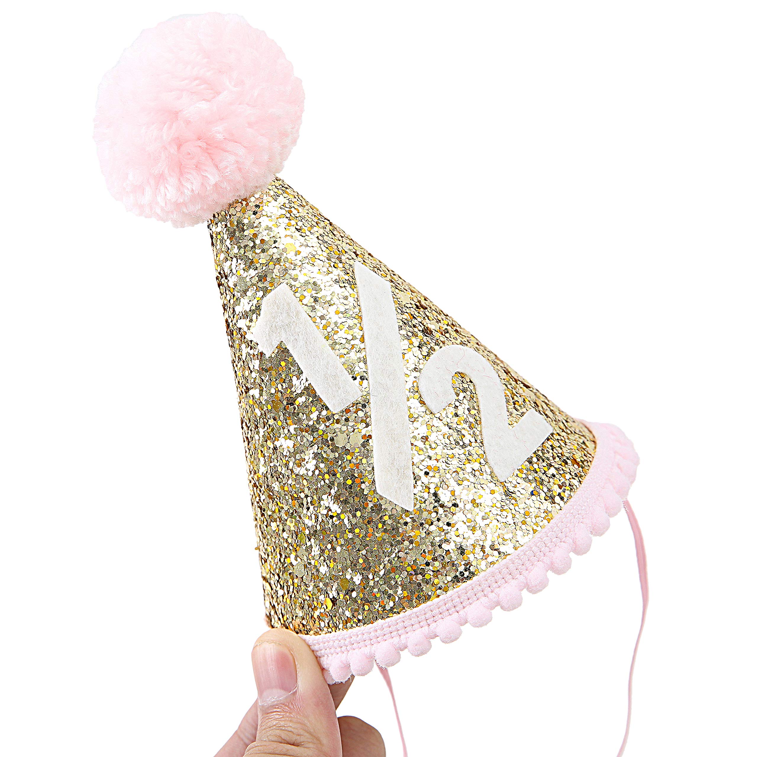 WAOUH Half Birthday Crown Hat - Mini Cake Smash Photo Prop for Baby's 6 Month Milestone, Party Hats for Kids (Baby Girl)