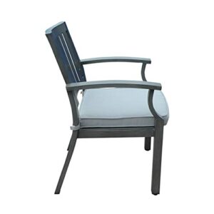 GDFStudio Outdoor Modern Aluminum Dining Chair with Cushion (Set of 2), Dark Gray and Silver