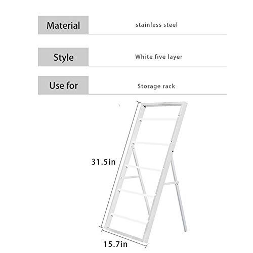 MOCOHANA 5 Tier Stainless Steel Ribbon Organizer Rack Lace Dispenser Rolls Curling Spool Storage Container Embroidery Thread Holder Stand, White