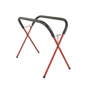 k tool international 79750 automotive fender stand for garages, repair shops, and diy, 41" x 43" x 35", 500 lbs. capacity, adjustable, padded, powder-coated tubular steel, rubber feet, red/black