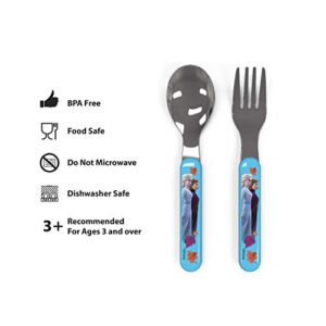 zak! Disney Frozen 2 - 5-Piece Dinnerware Set - Durable Plastic & Stainless Steel - Includes Water Bottle, 8-Inch Plate, 6-Inch Bowl, Fork & Spoon - Suitable for Kids Ages 3+