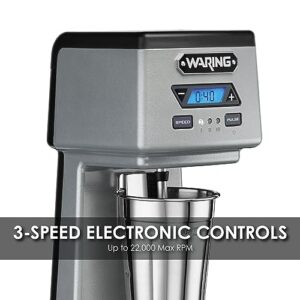 Waring Commercial WDM120TX Heavy-Duty Single 1Hp Spindle Drink Mixer with Countdown Timer, Digital Display, Automatic Start/Stop, 120V, 5-15 Phase Plug, 22" x 9" x 10.38"