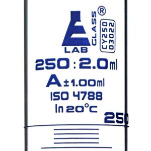 EISCO Graduated Cylinder, 250ml - Class A Tolerance ±1.00ml - Round Base - Blue Graduations - Borosilicate 3.3 Glass