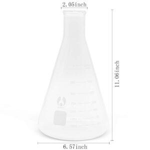 Glass Flask Erlenmeyer Flask Set Narrow Mouth 2000ml Graduated Flasks