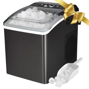 koolatron portable countertop ice maker 26 lbs/24hrs black stainless steel 2 ice sizes self-cleaning 9 ice cubes in 6 mins