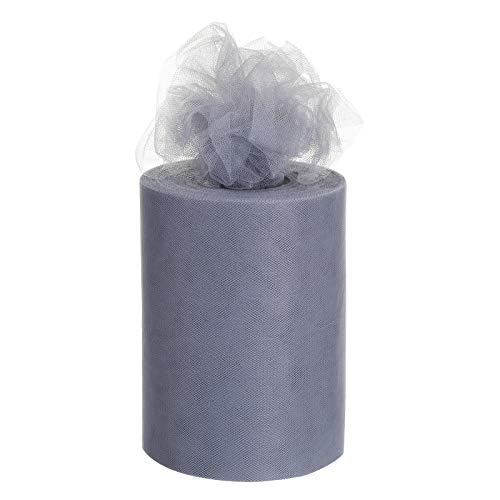 Tulle Roll Spool Fabric for Sewing, Table Skirt and Wedding Decoration, 6 Inches by 100 Yards! (Grey)