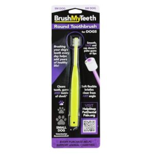 brush my teeth small dog toothbrush, rounded brush head -soft flexible bristles, safe and gentle brushing for small dogs, small breeds and puppy, daily brushing adds years of healthy life, multicolor