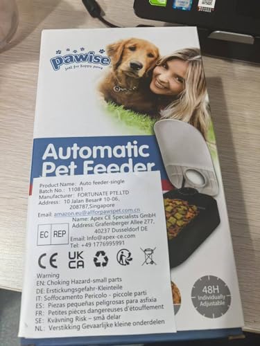 PAWISE Automatic Pet Feeder, Auto Dog Dry Food Dispenser with Timer for Cats and Dogs, Dog Automatic Feeder with Ice Pack (1 Meal)