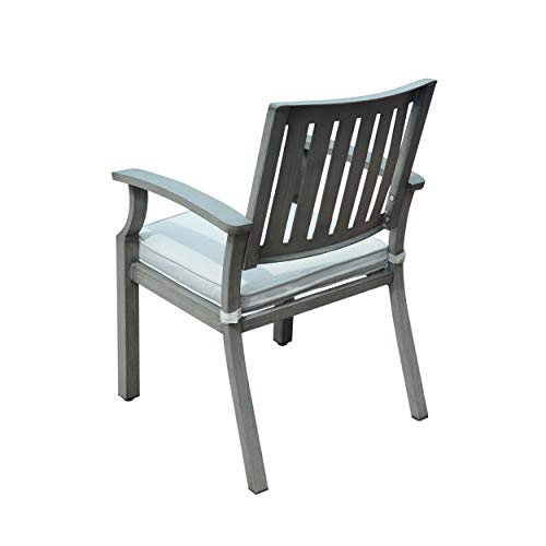 GDFStudio Outdoor Modern Aluminum Dining Chair with Cushion (Set of 2), Dark Gray and Silver