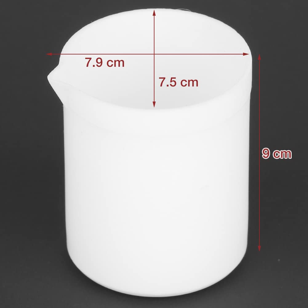 Beaker, PTFE Teflon Beaker and Alkali Resistant PTFE Beakers High Lubrication White Measuring Cup for Lab(250ml)