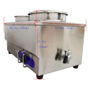 INTBUYING 2 Pan Food Soup Warmer Stove Bain Marie Commercial Canteen Buffet Steam Heater Stainless Steel with 2 Pots 110V 1500W