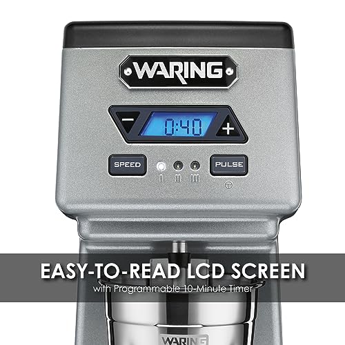 Waring Commercial WDM120TX Heavy-Duty Single 1Hp Spindle Drink Mixer with Countdown Timer, Digital Display, Automatic Start/Stop, 120V, 5-15 Phase Plug, 22" x 9" x 10.38"