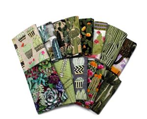 10 fat quarters - cactus cacti desert plants flowers southwest fabrics quality quilters cotton assorted fat quarter bundle m491.12