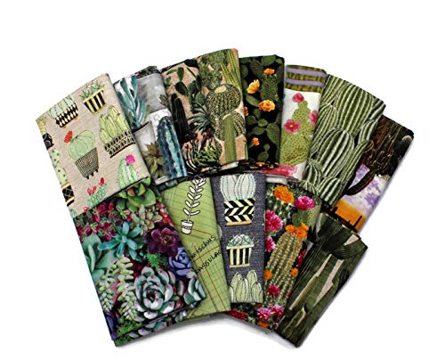 10 Fat Quarters - Cactus Cacti Desert Plants Flowers Southwest Fabrics Quality Quilters Cotton Assorted Fat Quarter Bundle M491.12