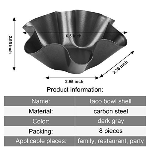 RUVINCE Tortilla Bowl Maker Nonstick Taco Shell Maker Salad Bowl Set of 8 Pack Perfect Tortilla Pan