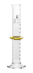 eisco 100ml glass graduated cylinder - borosilicate - astm class b - hexagonal base - white single scale