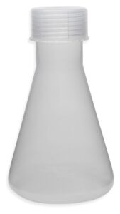 eisco conical lab flask with screw cap, 500ml - translucent polypropylene plastic - chemical resistant & autoclavable