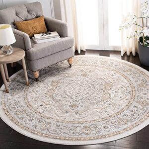 safavieh isabella collection area rug - 6'7" round, cream & beige, oriental design, non-shedding & easy care, ideal for high traffic areas in living room, bedroom (isa916b)