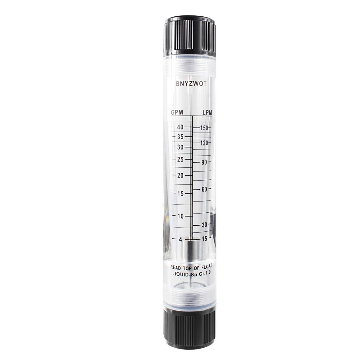 BNYZWOT Inline Clear Acrylic Water Flowmeter 1PT Dia Threads G-25 4-40 GPM 15-150 LPM