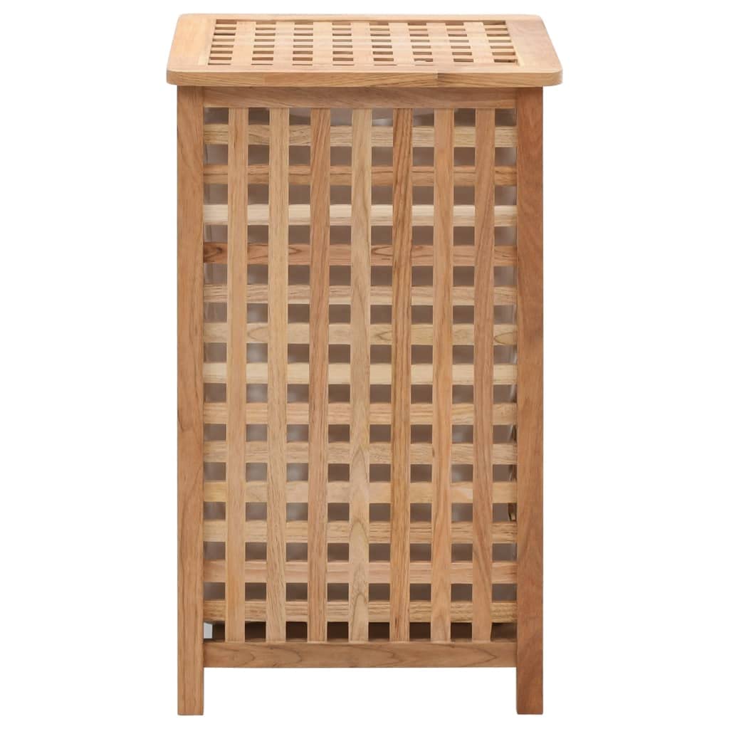 vidaXL Solid Wood Walnut Laundry Bin Basket for Bedroom or Bathroom, Natural Design, Removable and Washable Inner Fabric Bag