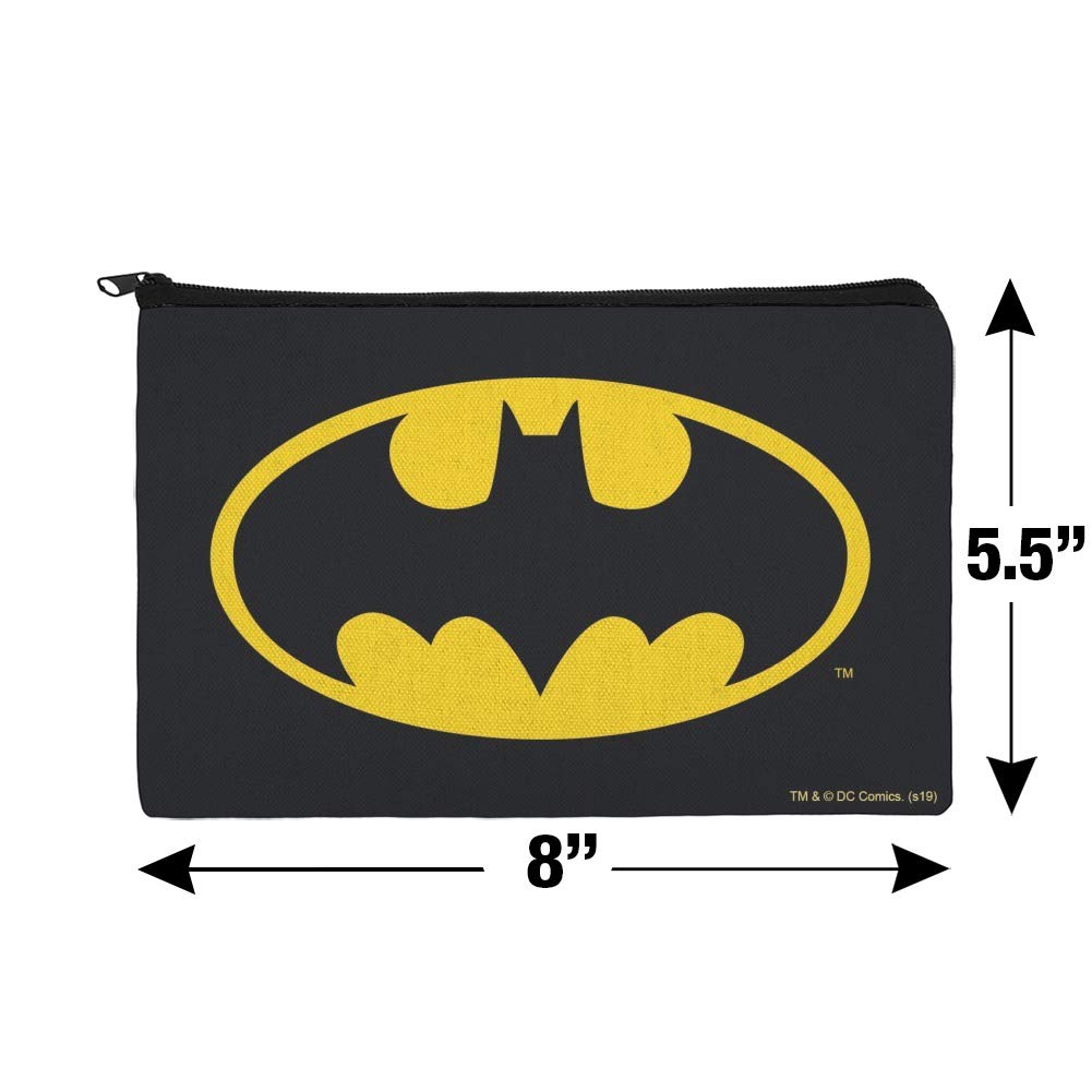 Batman Classic Bat Shield Logo Pencil Pen Organizer Zipper Pouch Case