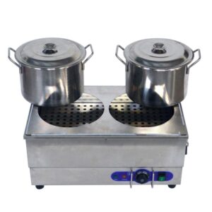 INTBUYING 2 Pan Food Soup Warmer Stove Bain Marie Commercial Canteen Buffet Steam Heater Stainless Steel with 2 Pots 110V 1500W