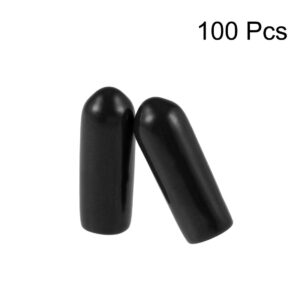 uxcell 100pcs Rubber End Caps 4mm ID Vinyl Round Tube Bolt Cap Cover Screw Thread Protectors Black