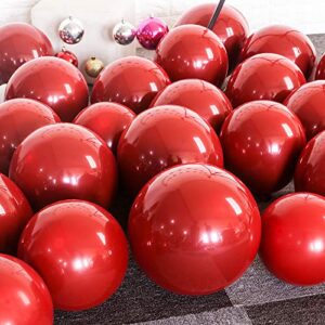 AnnoDeel 50pcs 10inch Red Ruby Latex Balloons, Red Round thick Ruby Double Latex Balloons for Love Bride Wedding Valentine Day Party Decoration Supply