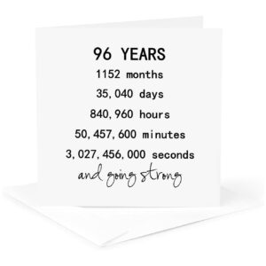 3dRose Greeting Card - 96 years in months days hours minutes and going strong 96th birthday - Anniversaries