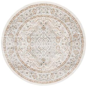 SAFAVIEH Isabella Collection Area Rug - 6'7" Round, Cream & Beige, Oriental Design, Non-Shedding & Easy Care, Ideal for High Traffic Areas in Living Room, Bedroom (ISA916B)