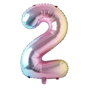 40 inch rainbow gradient colorful big size number foil helium balloons birthday party celebration decoration large globos (40 inch rainbow 2)