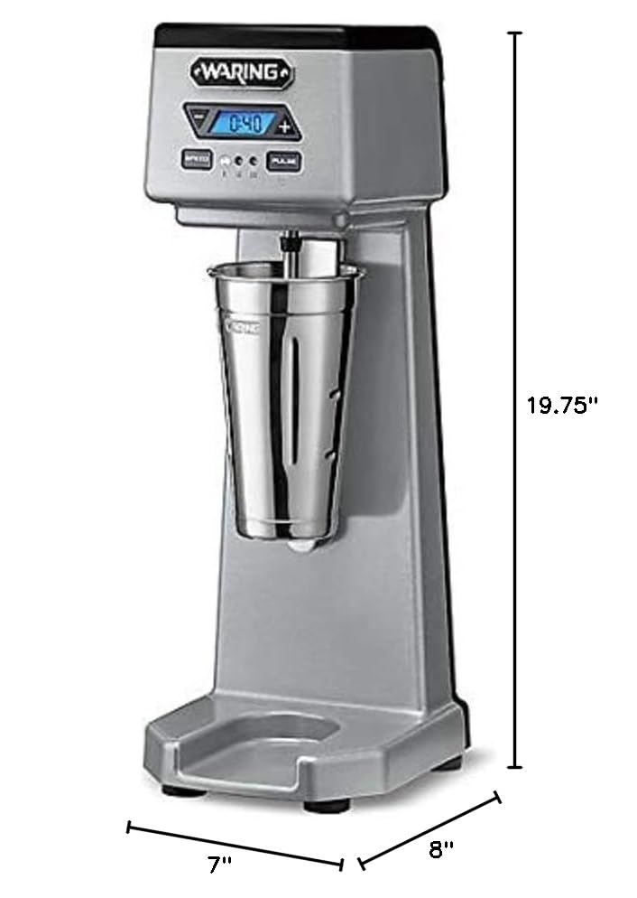 Waring Commercial WDM120TX Heavy-Duty Single 1Hp Spindle Drink Mixer with Countdown Timer, Digital Display, Automatic Start/Stop, 120V, 5-15 Phase Plug, 22" x 9" x 10.38"