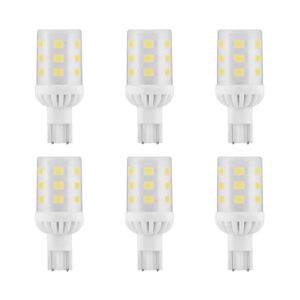 makergroup landscape bulbs t5 t10 wedge base led light 12vac/dc 3watt warm white 2700k-3000k for outdoor landscape lighting path lights deck stair step and rv travel tailer lights 6-pack