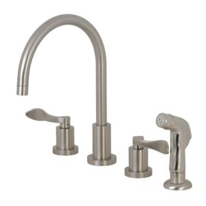 kingston brass ks8728dfl widespread kitchen faucet, brushed nickel