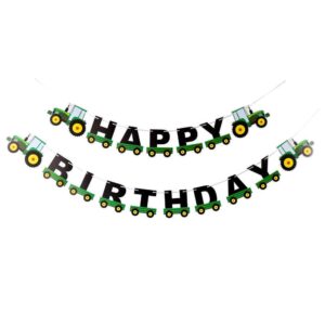 tractor happy birthday bunting banner, tractor themed birthday party supplies for baby shower party, birthday party decoration,green