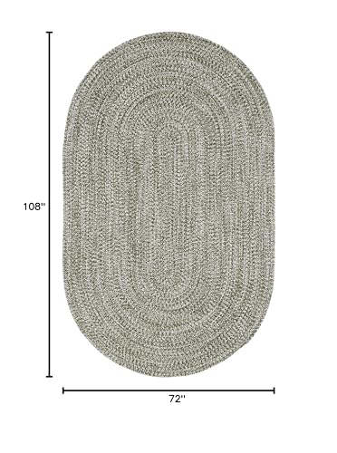 Superior Kinallen Reversible Braided Oval Indoor/Outdoor Area Rug for Living Room Bedroom Office Kitchen Dining Washable Rugs, 6' x 9', Green-White