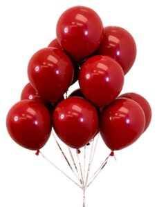 annodeel 50pcs 10inch red ruby latex balloons, red round thick ruby double latex balloons for love bride wedding valentine day party decoration supply