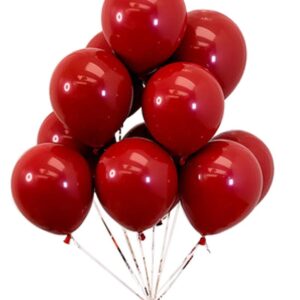 AnnoDeel 50pcs 10inch Red Ruby Latex Balloons, Red Round thick Ruby Double Latex Balloons for Love Bride Wedding Valentine Day Party Decoration Supply